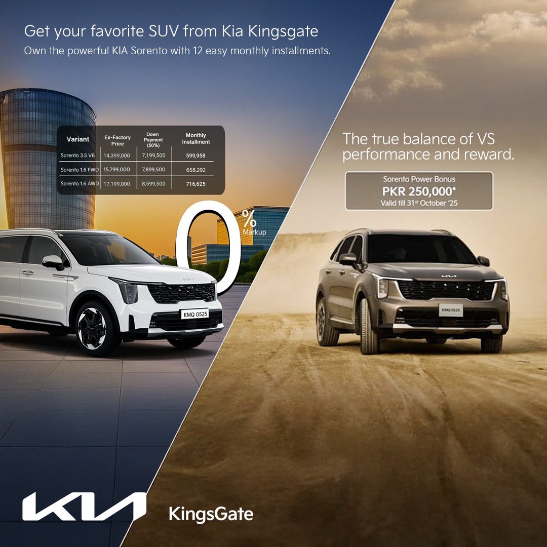 Kia Sorento: 0% Markup Installment & 2.5 Lacs Cashback Offer