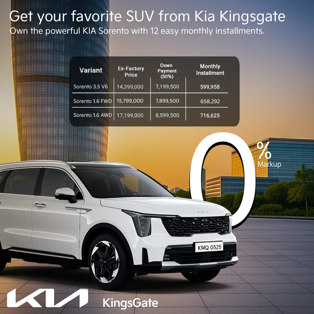 Kia Sorento: 0% Markup Installment & 2.5 Lacs Cashback Offer